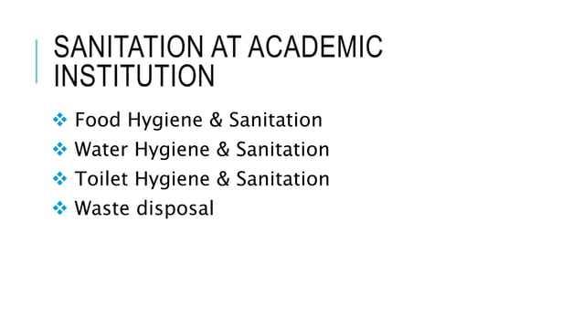 Sanitation problem in academic institution | PPT | Free Download