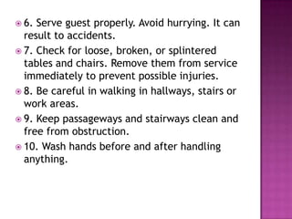 Sanitation, safety and personal hygiene | PPTX