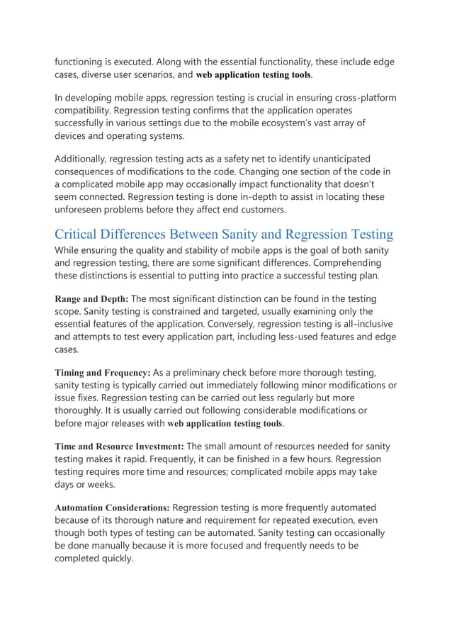Sanity Testing Vs Regression Testing Key Differences In Mobile App