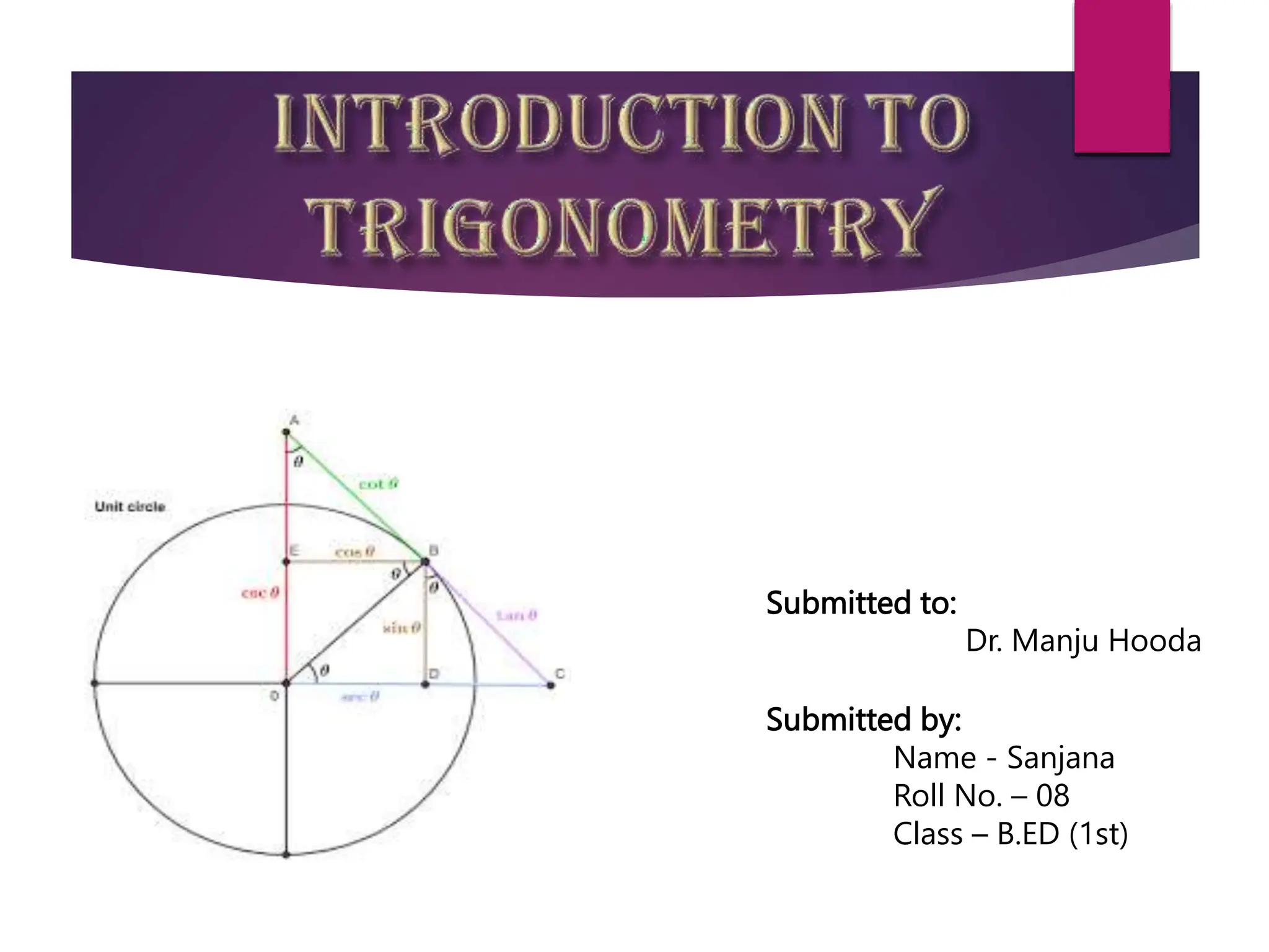 Presentation on trigonometry (Mathematics) | PPT
