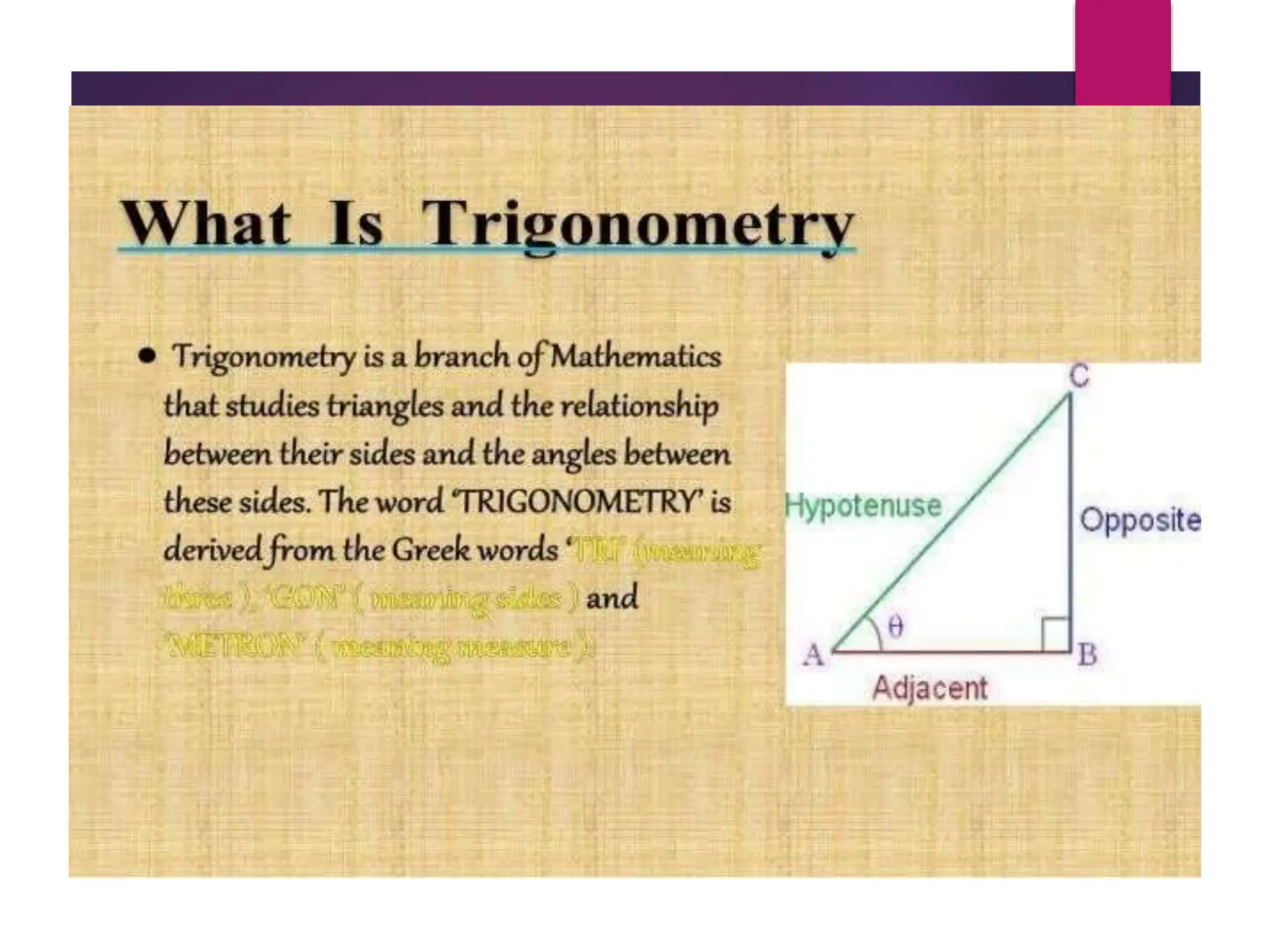 Presentation on trigonometry (Mathematics) | PPT