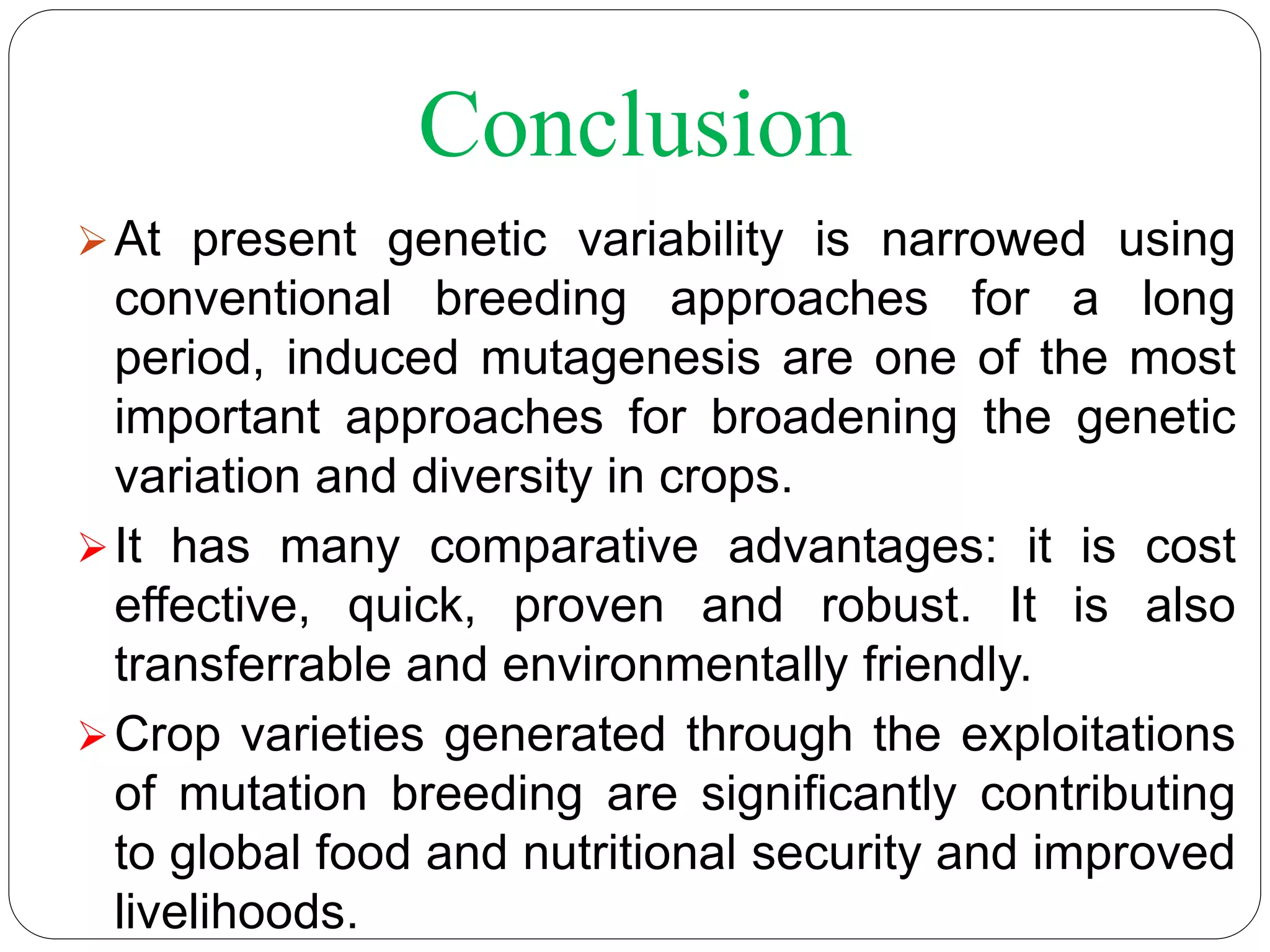 Role of mutation breding in crop improvement | PPTX