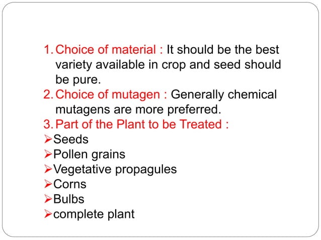 Role of mutation breding in crop improvement | PPTX