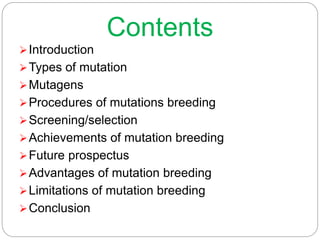 Role of mutation breding in crop improvement | PPTX