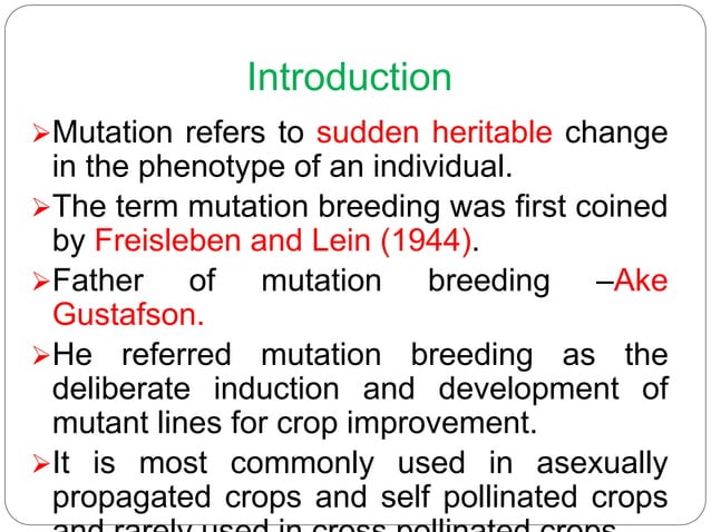 Role of mutation breding in crop improvement | PPTX