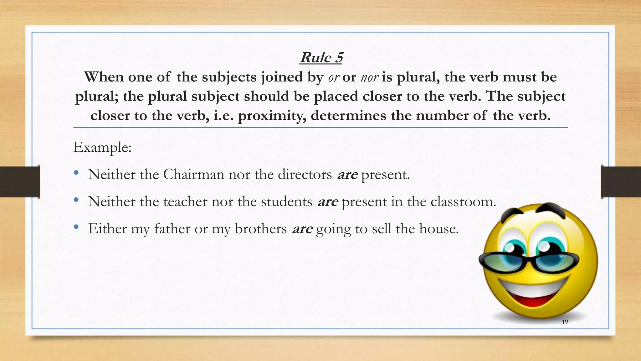 PLM English Grammar: Subject - Verb Agreement | PPT