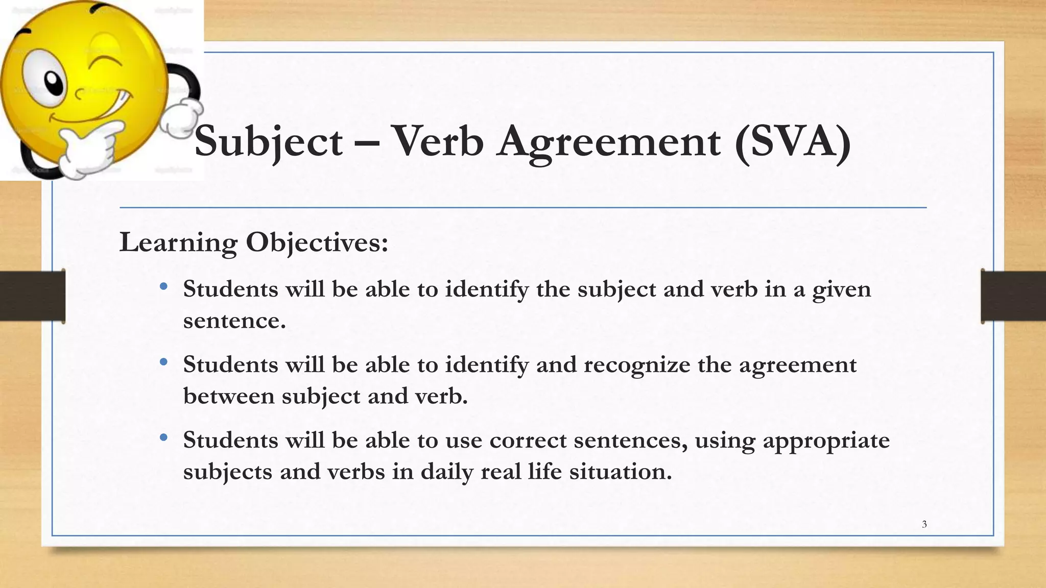 PLM English Grammar: Subject - Verb Agreement | PPT