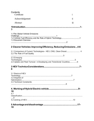 A seminar report on hybrid electric vehicle | DOCX