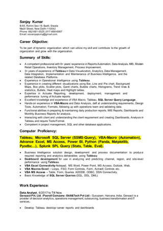 Sanjay kumar tableau sql_vba | DOCX