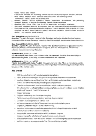 Sanjay kumar tableau sql_vba | PDF