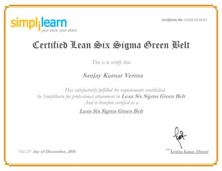 Lean Six Sigma Green Belt | PPT