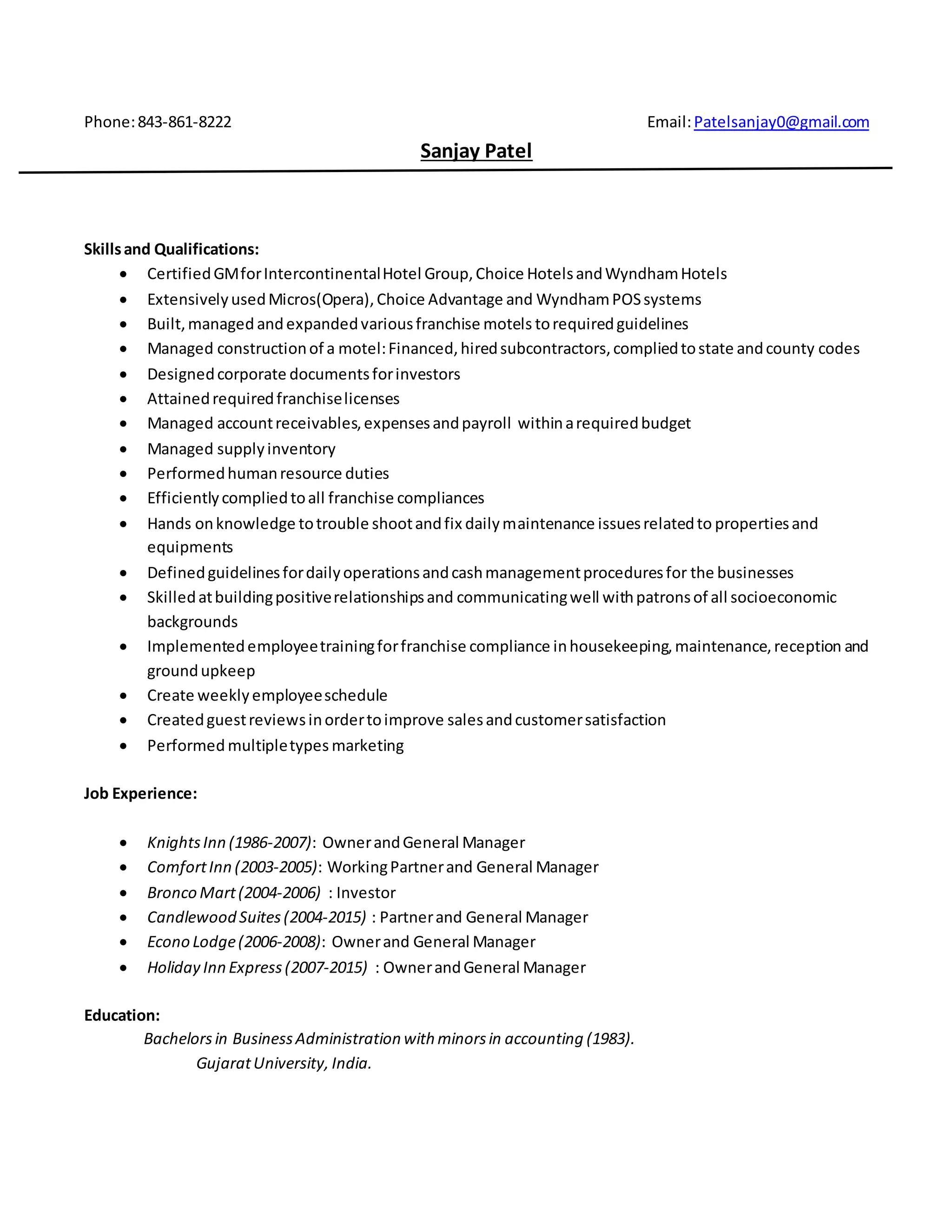 Sanjay patel resume revised | PDF