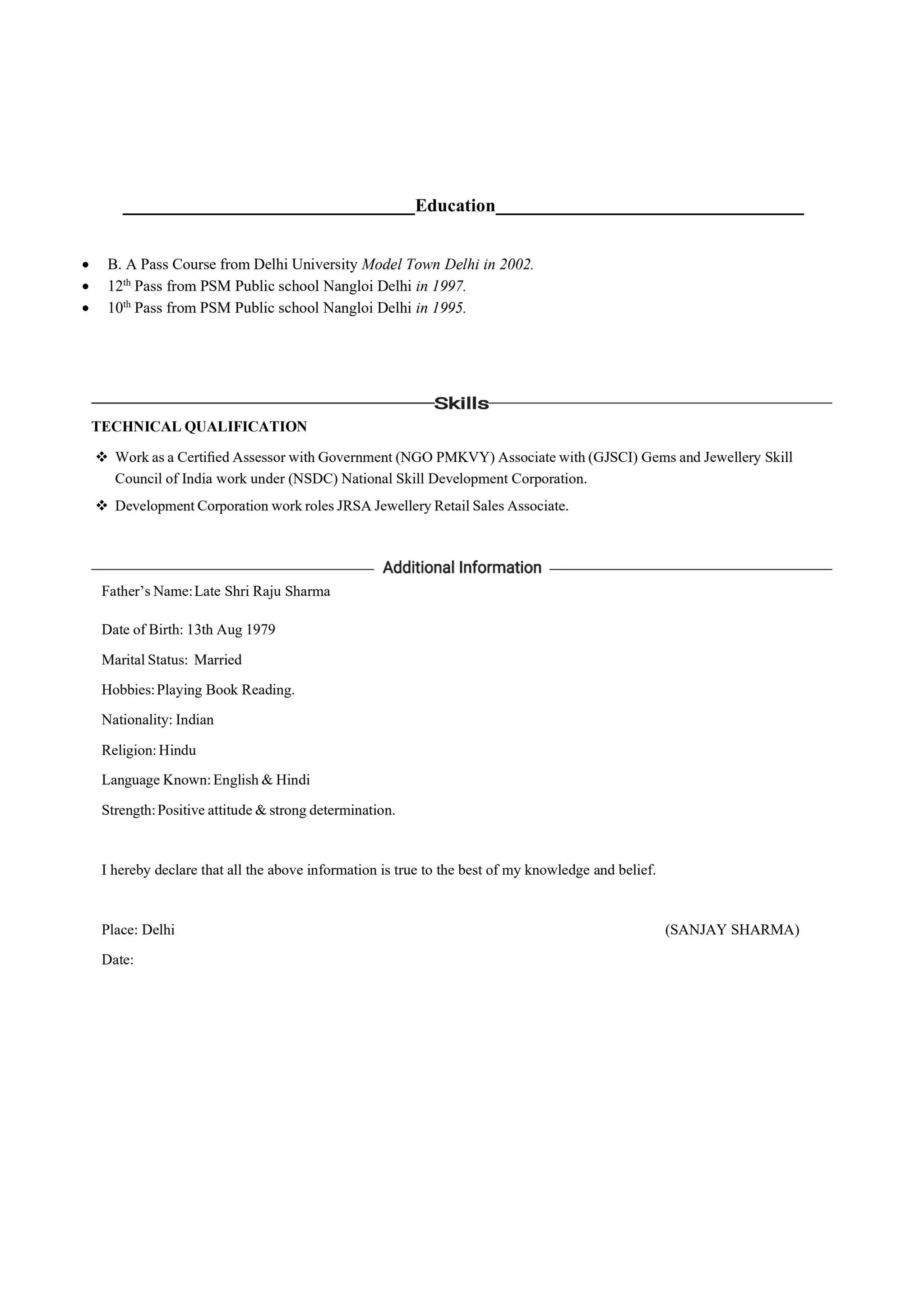 SANJAY SHARMA-1.pdf (Bhardwaj) my new resume | PDF