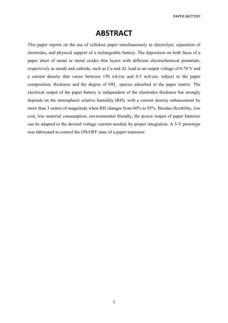 paper battery full report | PDF