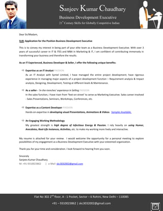 Sanjeev Chaudhary Business Development Executive | PDF