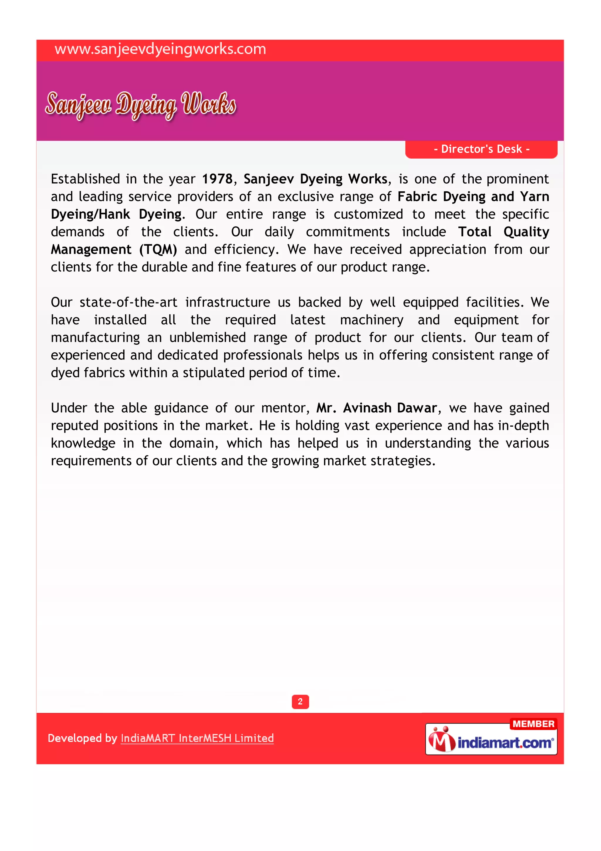 Sanjeev Dyeing Works, Ludhiana, Dyeing Service | PDF
