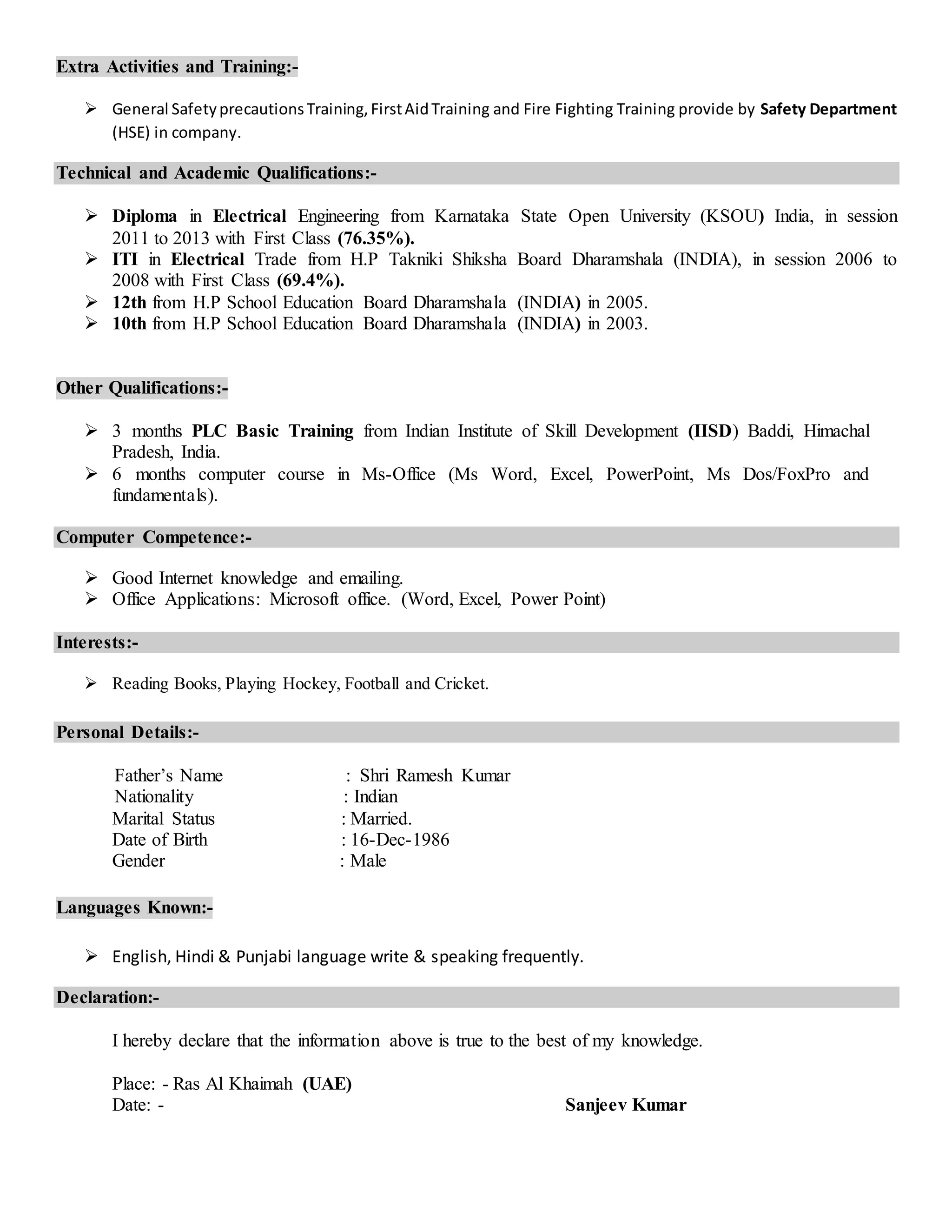 Sanjeev resume | DOCX