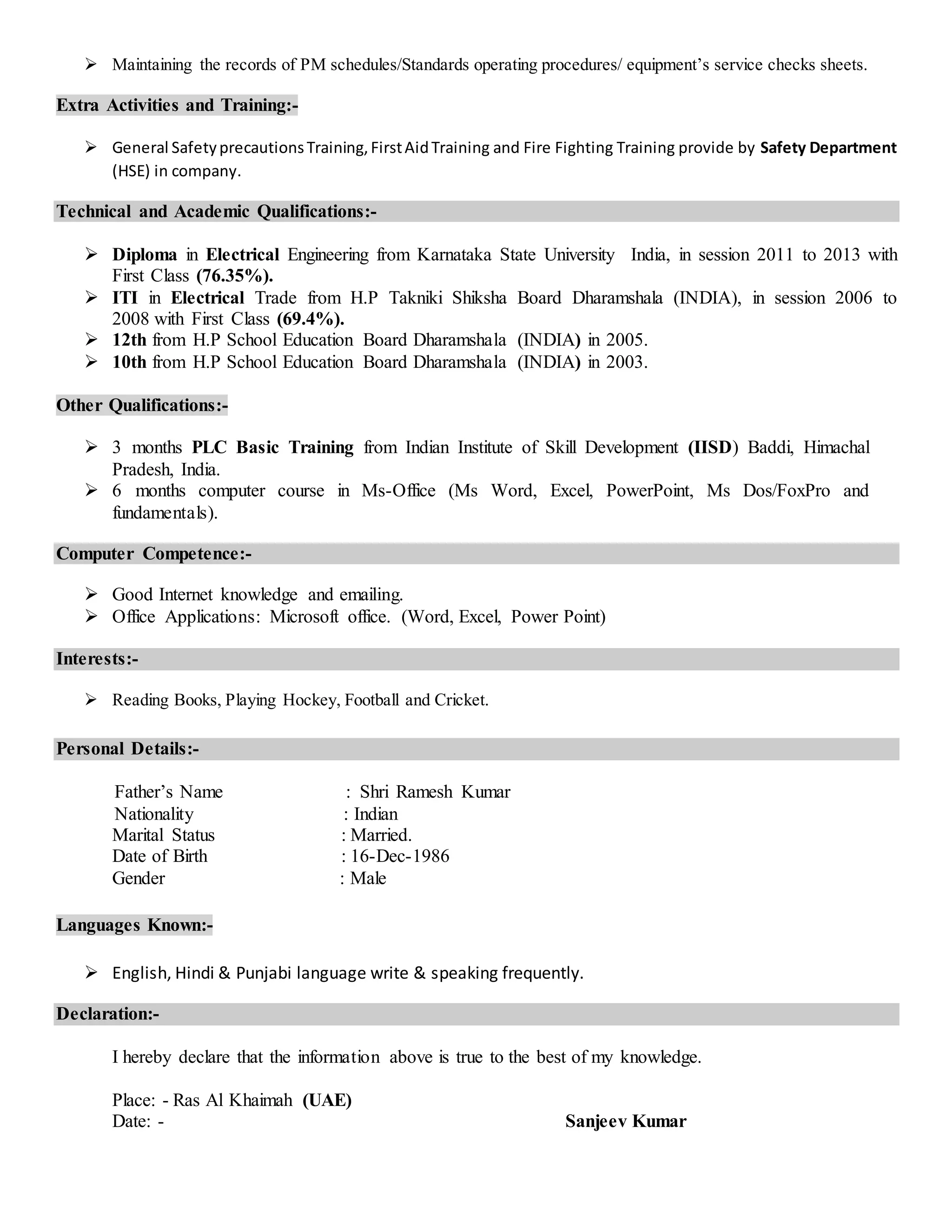 Sanjeev resume (1) | PDF