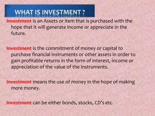 Investment Options for Retail investors | PPTX