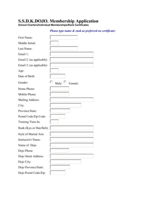 Sanjiv karate membership | DOCX