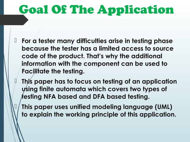 Component Based Testing Using Finite Automata Ppt