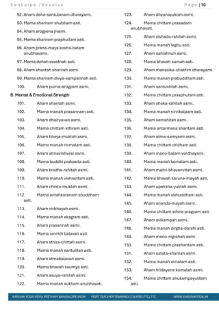 karuna yoga vidya peetham - Sankalpa Resolve List | PDF
