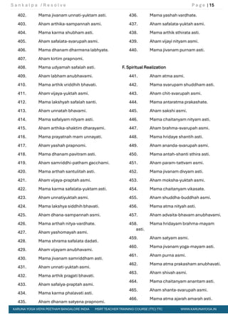 karuna yoga vidya peetham - Sankalpa Resolve List | PDF