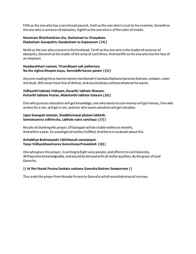Sankata Nashana Ganesha Stotram.pdf | Hinduism | Religion & Spirituality