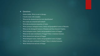 Resins Pharmacognosy-II | PPTX