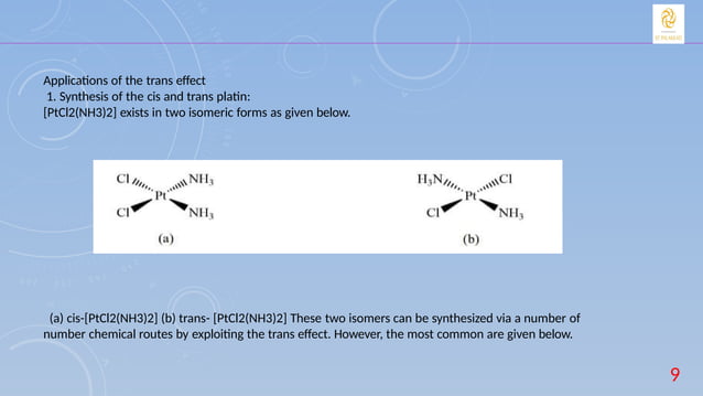 Trans effect in coordination chemistry and effects | PPT