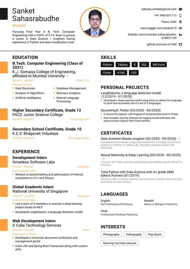 Sanket's Resume - June 2021 | PDF