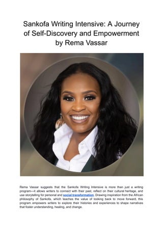 Sankofa Writing Intensive: A Journey of Self-Discovery and Empowerment | PDF