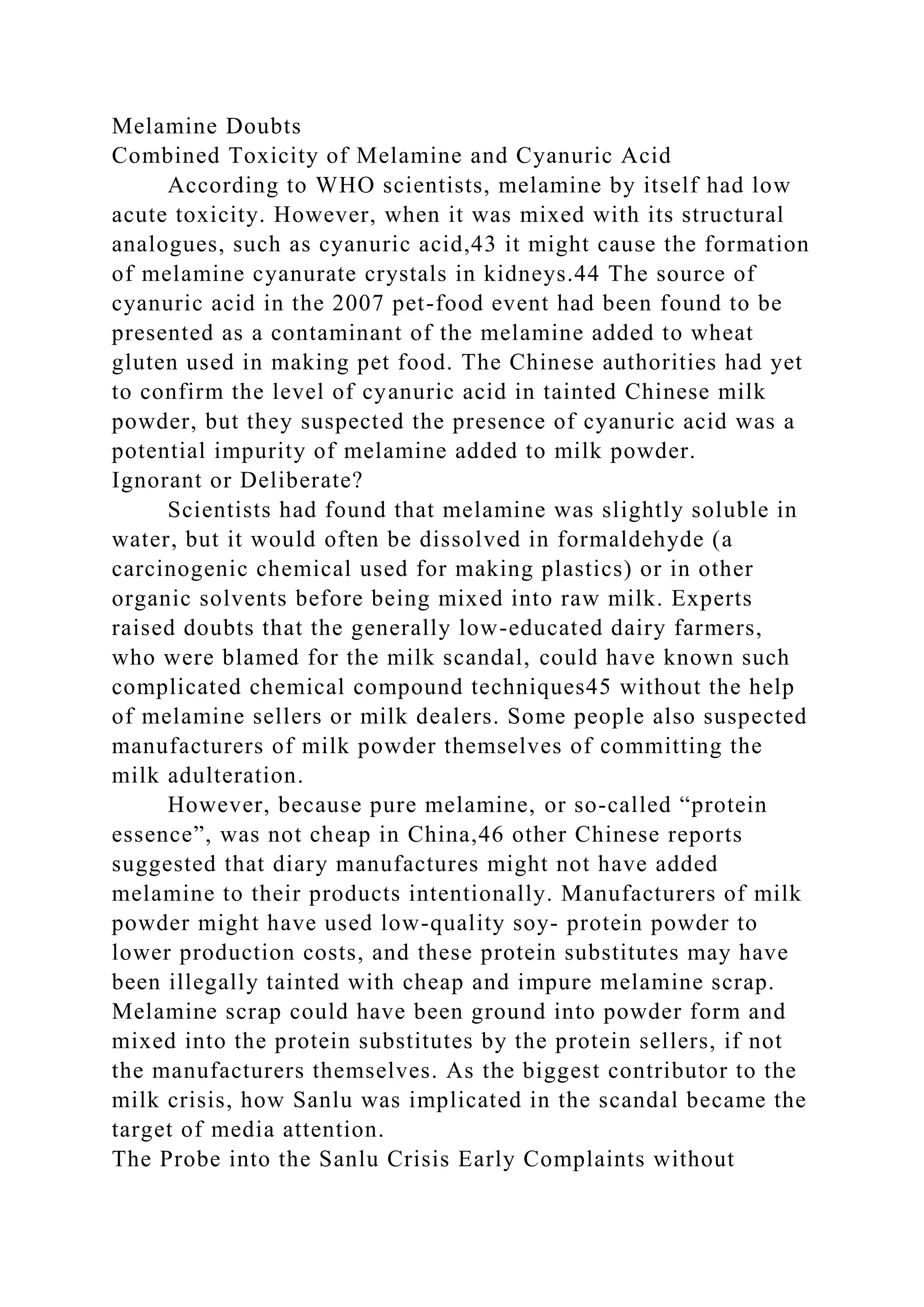 SANLU’S MELAMINE-TAINTED MILK CRISIS IN CHINAThe milk crisis gri.docx