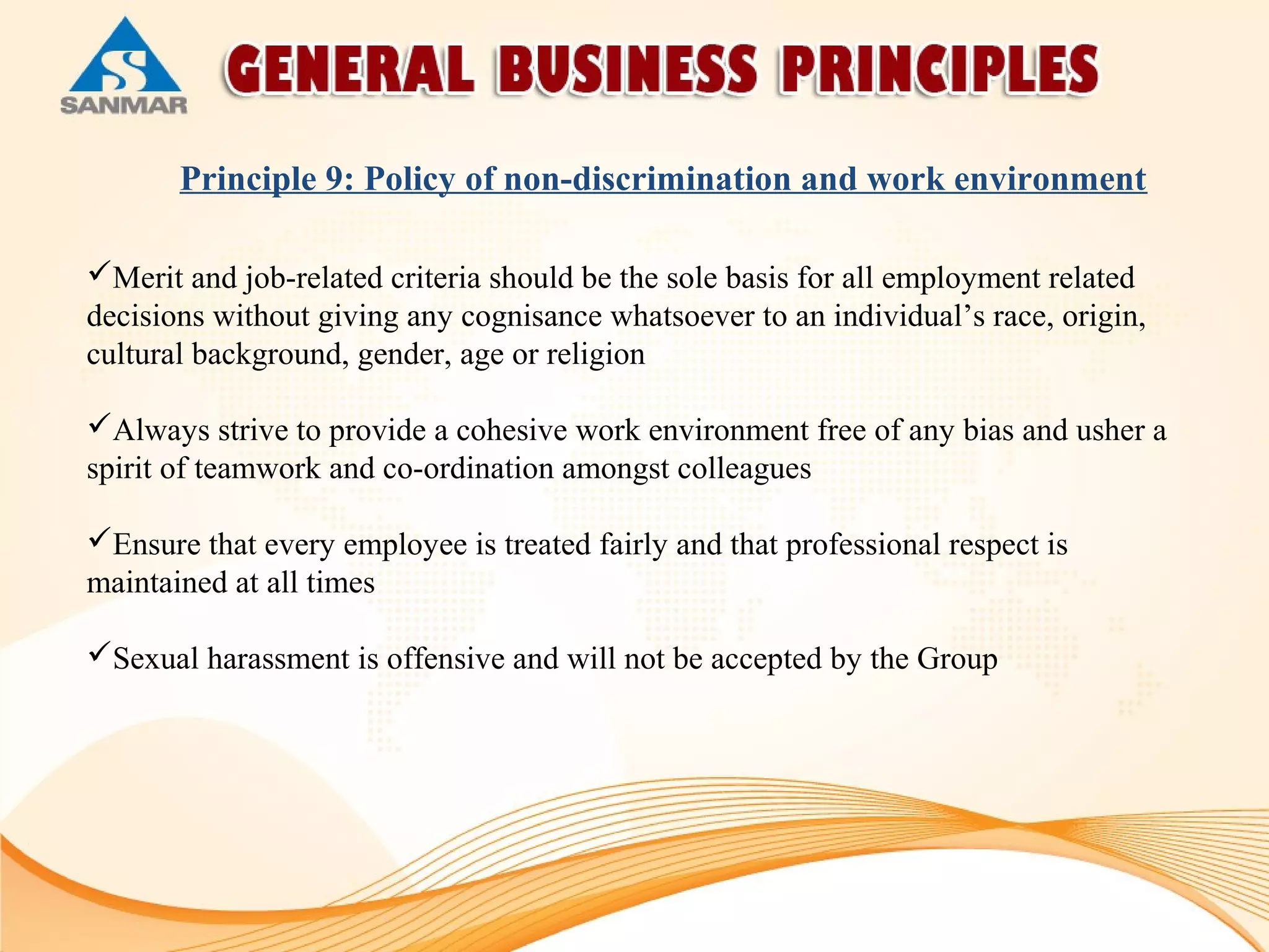 General Business Principles of The Sanmar Group | PPT
