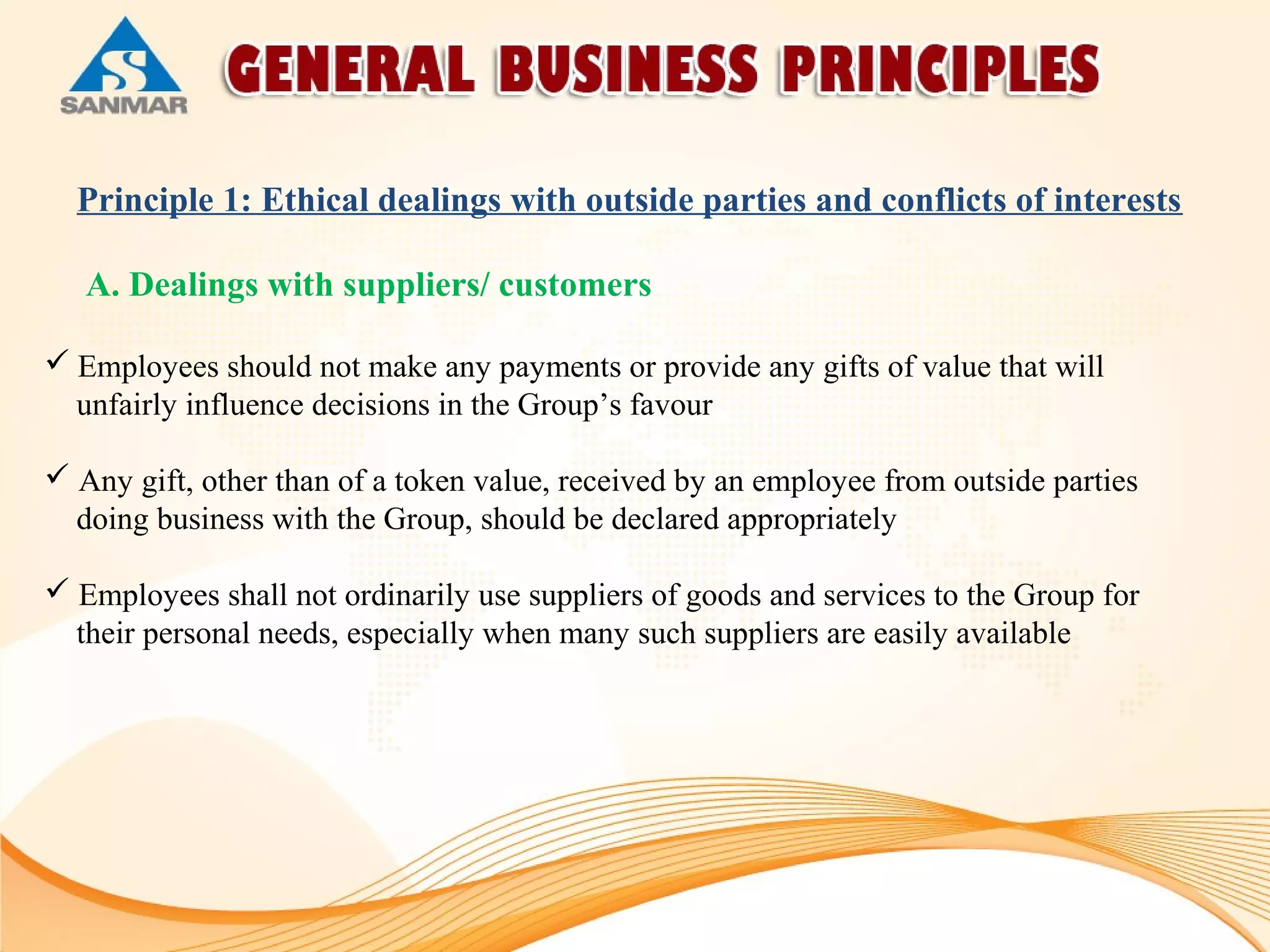 General Business Principles of The Sanmar Group | PPT