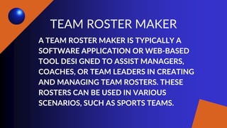 Sanoplan - Roster generator | PPTX | Technology & Computing