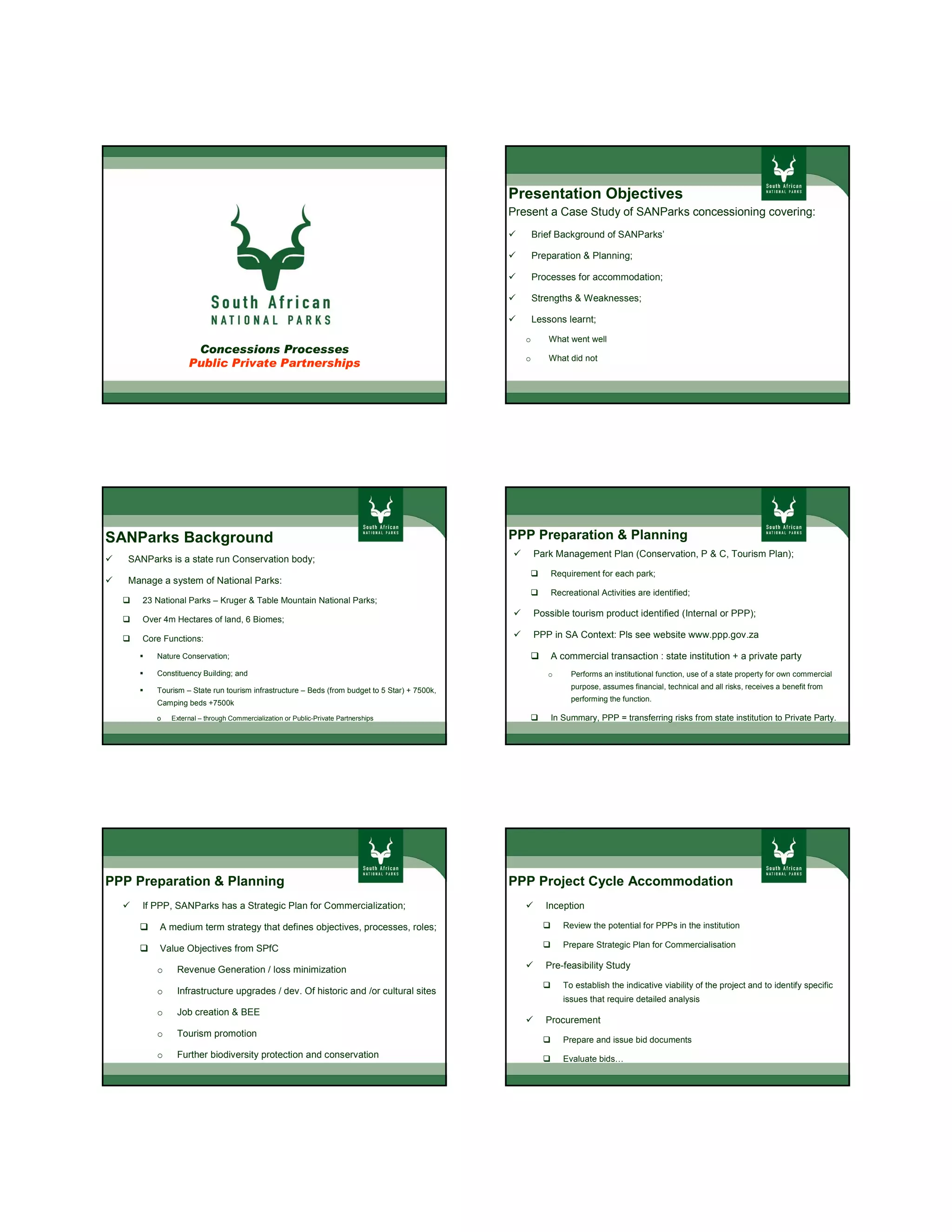 South African National Parks Concessions processes Giju Varghese | PDF