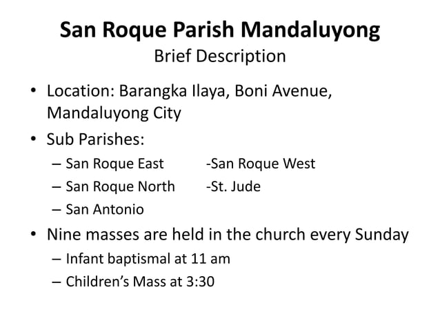 San roque parish mandaluyong | PPT