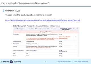 Sansan with kintone | Plugin settings for "Company App and Contact App" | PPT