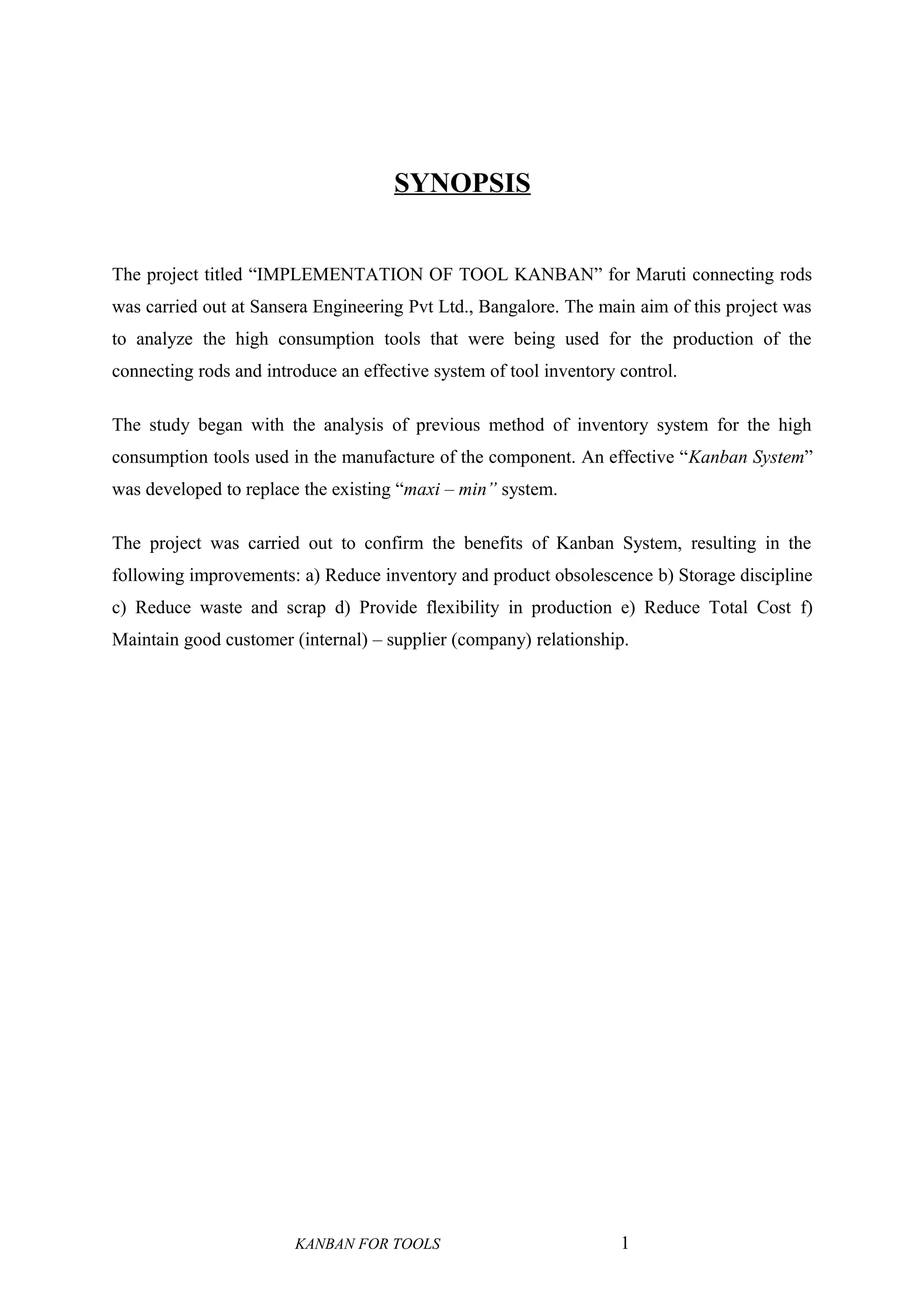 Sansera Project Report | DOC