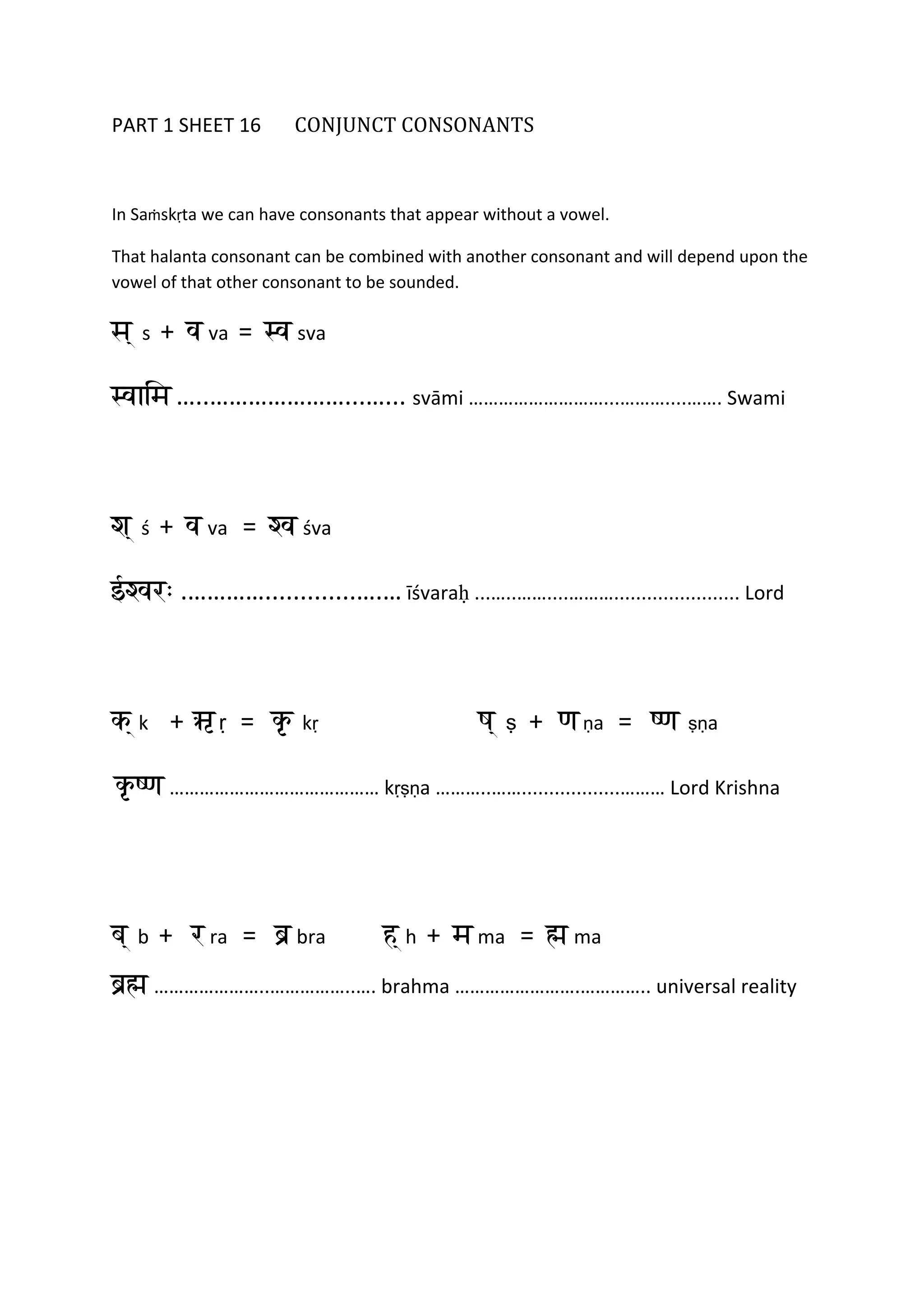 Sanskrit beginners course-part1 | PDF