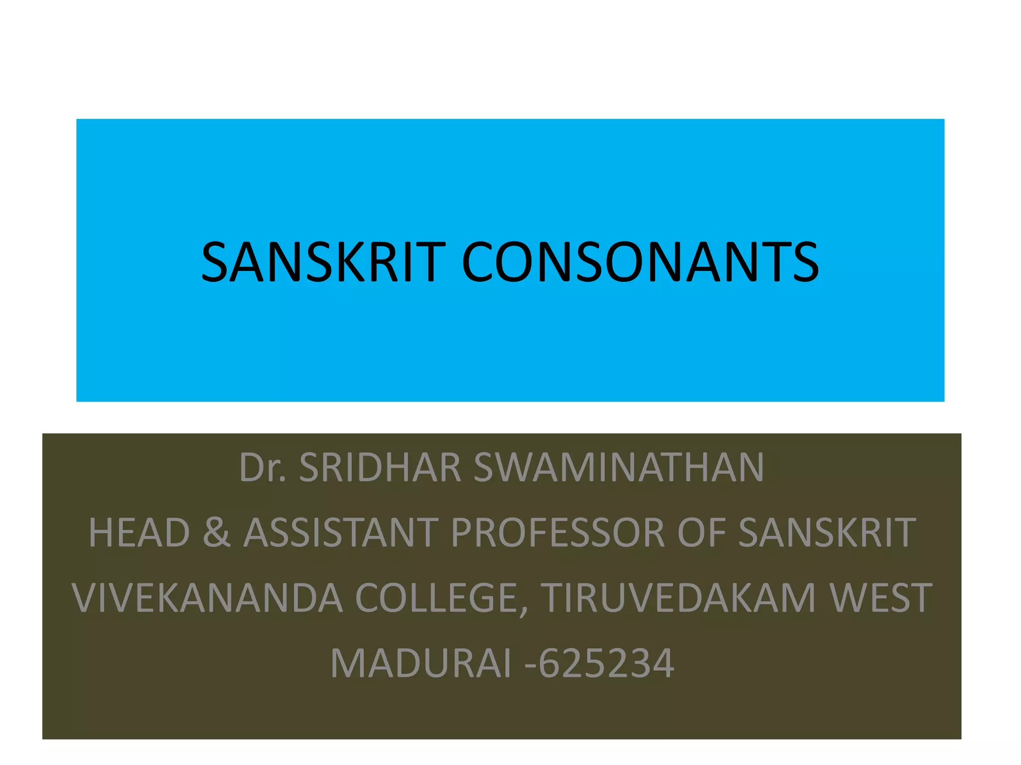 Sanskrit consonants | PPTX