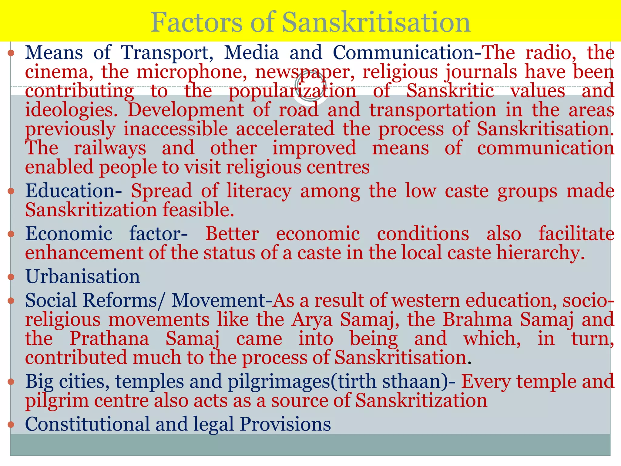 Sanskritisation pptx | PPTX