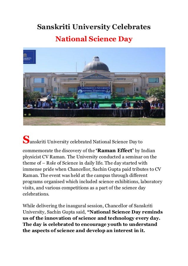 Sanskriti university celebrates national science day | PDF