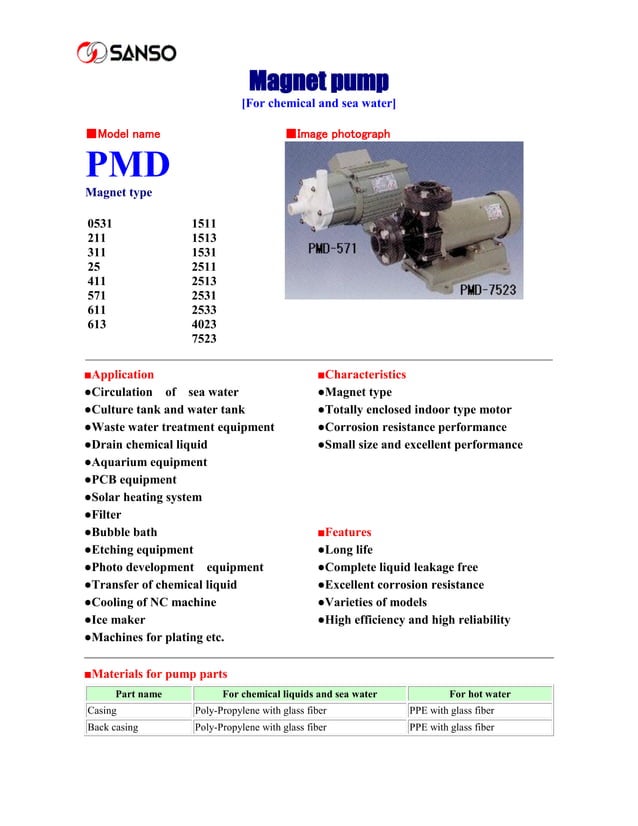 Sanso series-magnet-pump | PDF
