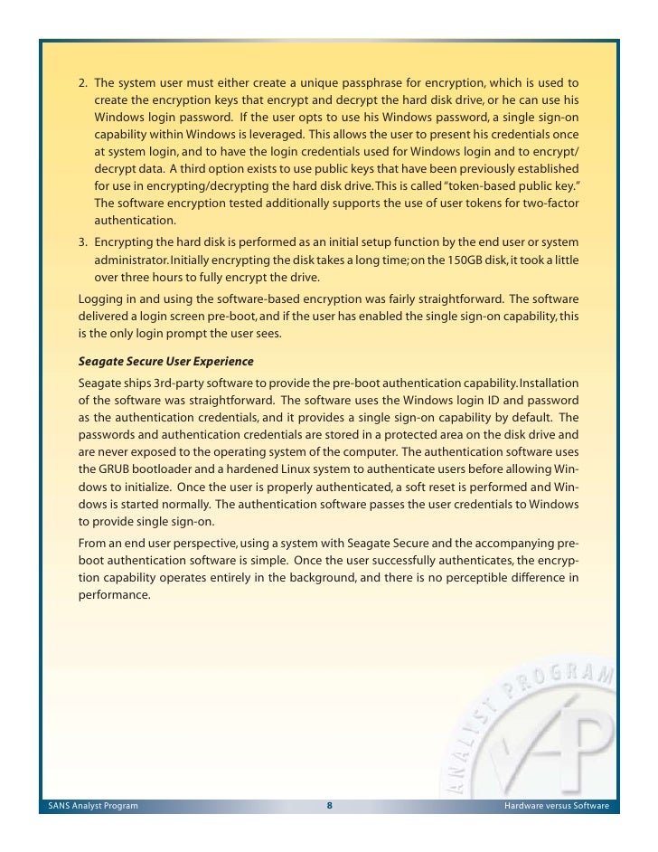 Sans Tech Paper Hardware Vs Software Encryption