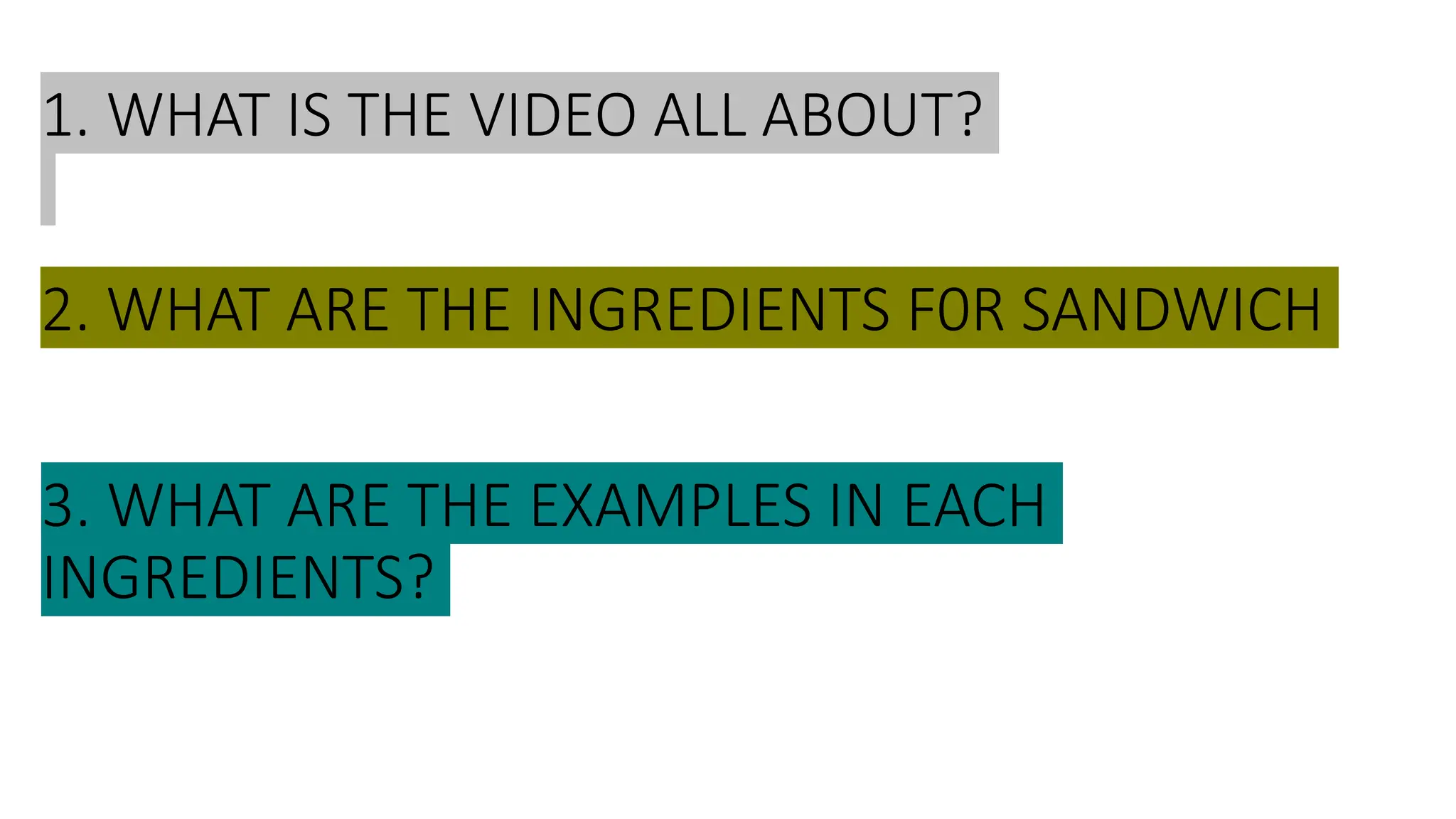 cookery grade 9 quarter 3 sandwich activities | PPTX