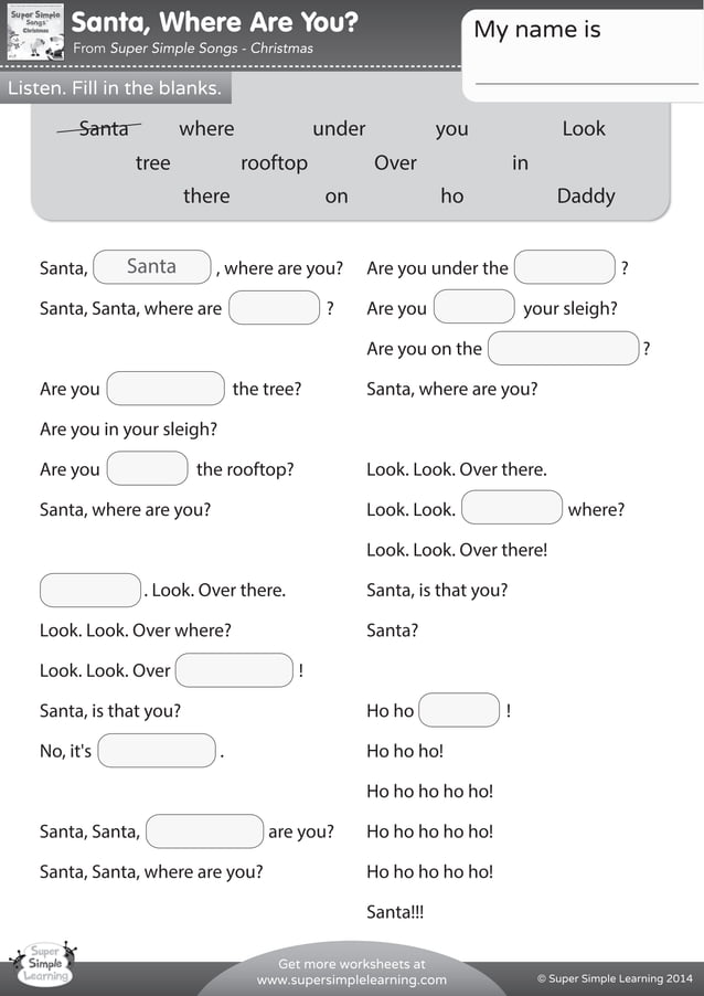 Santa where-are-you-worksheet-fill-in-the-blanks-bw | PDF