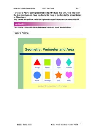 Geometry worksheets: Perimeter and area | PDF
