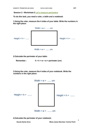 Geometry worksheets: Perimeter and area | PDF